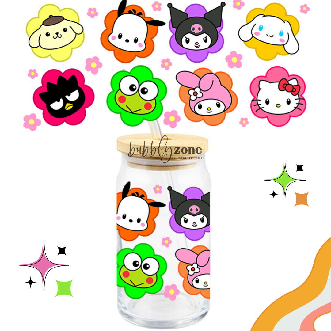 Cute Kitty Cats And Friends Flower Tags Uv Dtf Wrap Bubbly Zone