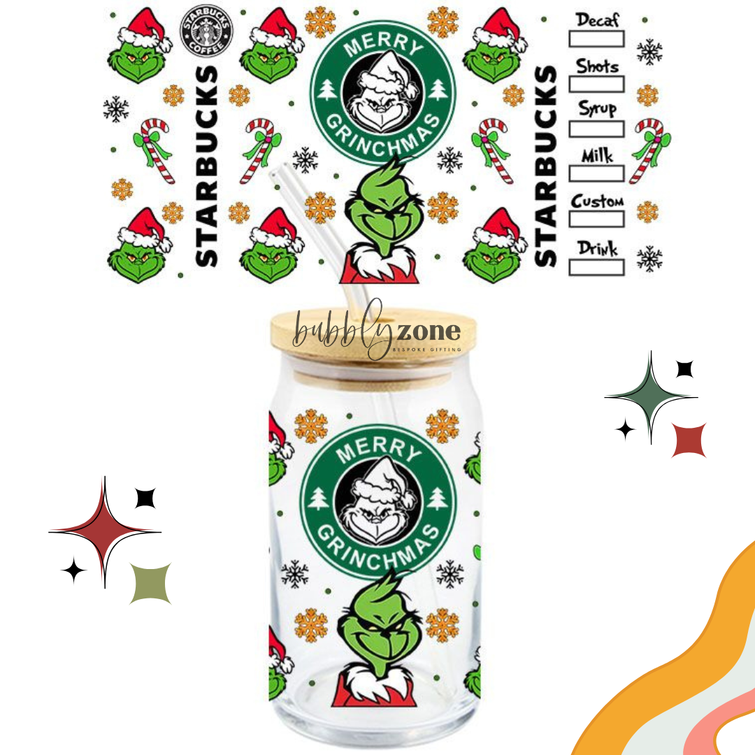 Merry Grinchmas Starbucks Uv Dtf Wrap Bubbly Zone