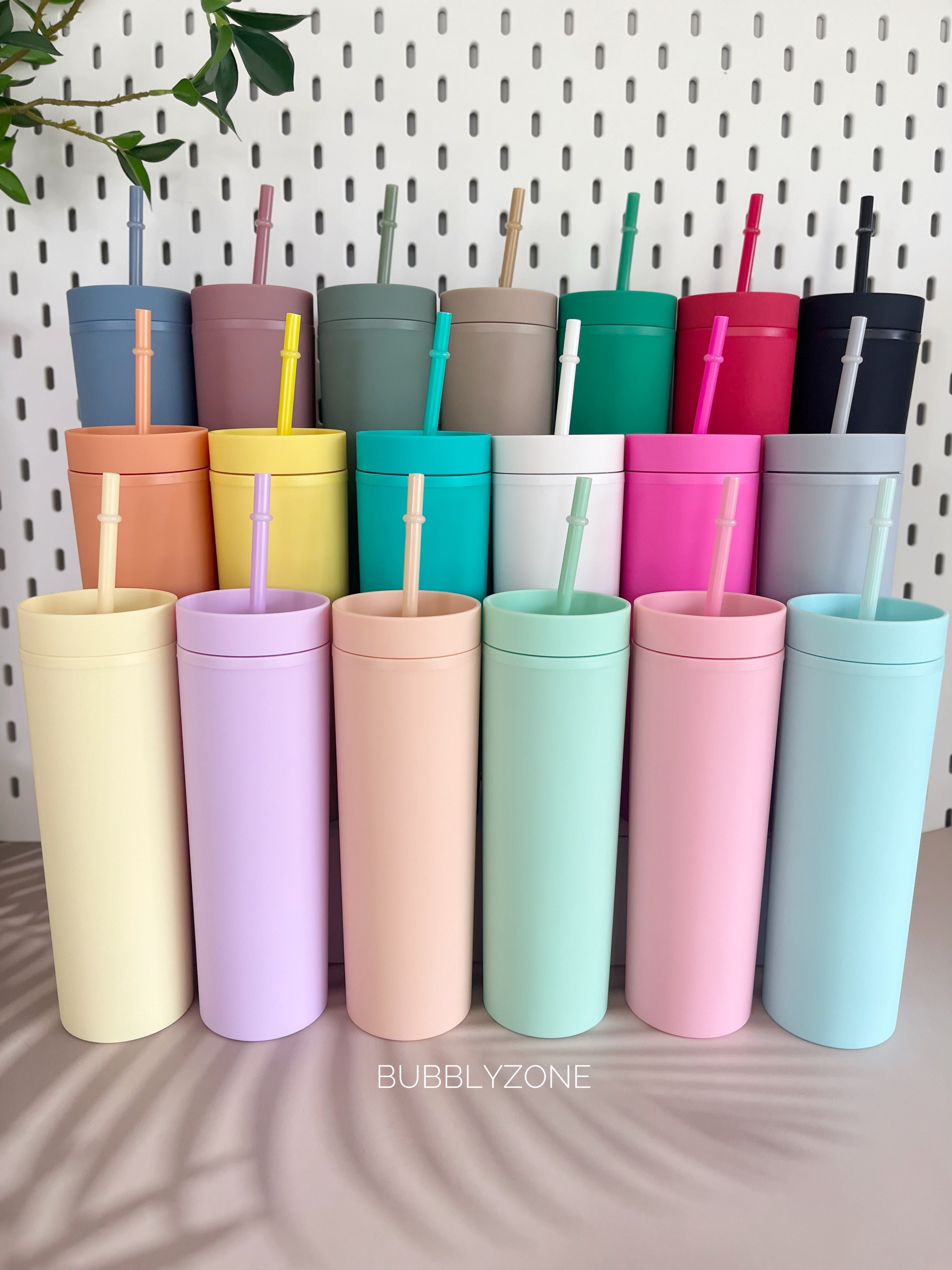 Blank 16oz Skinny Acrylic Tumbler with matching straw – Bubbly Zone