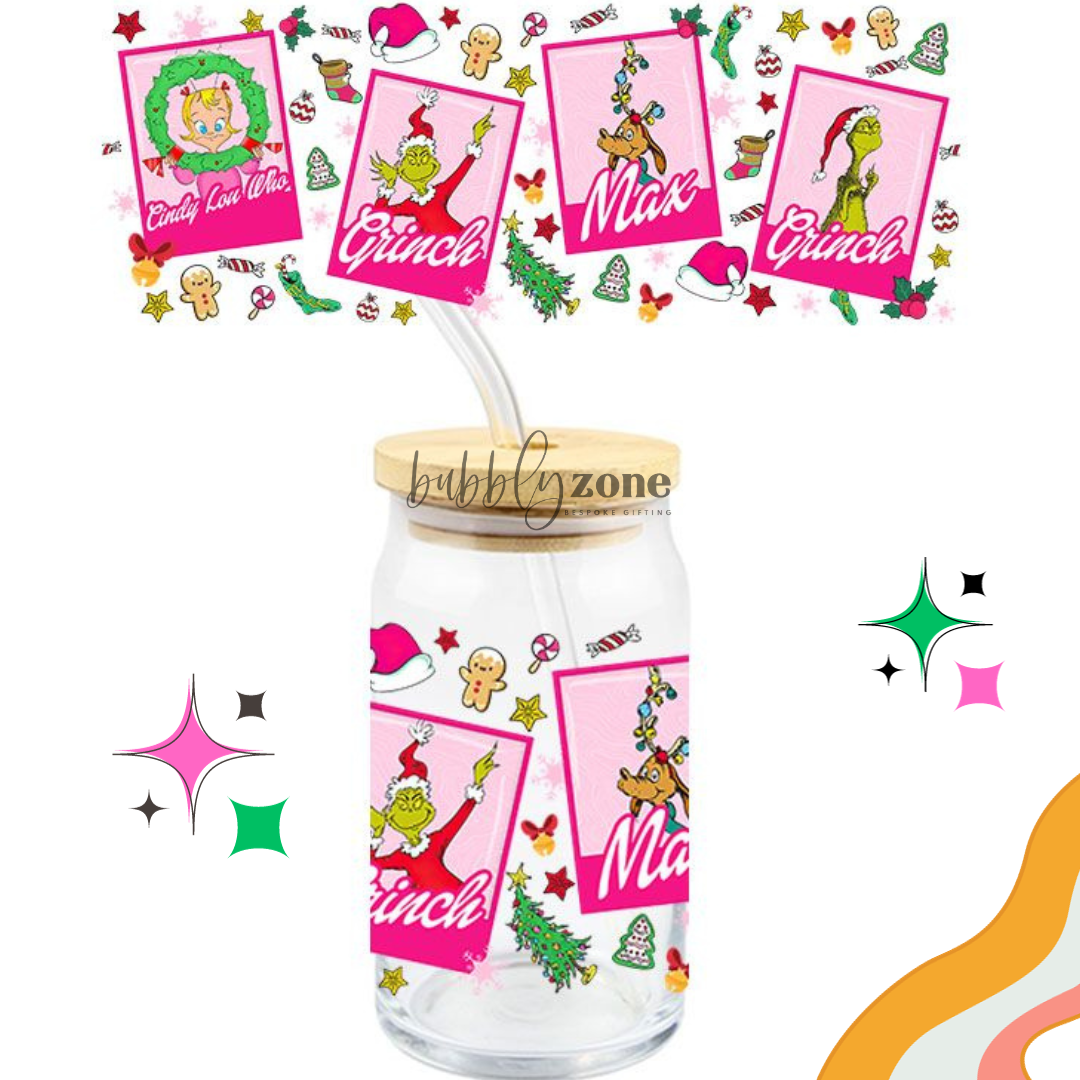 Pink Grinch and Cindy Cards UV DTF Wrap – Bubbly Zone