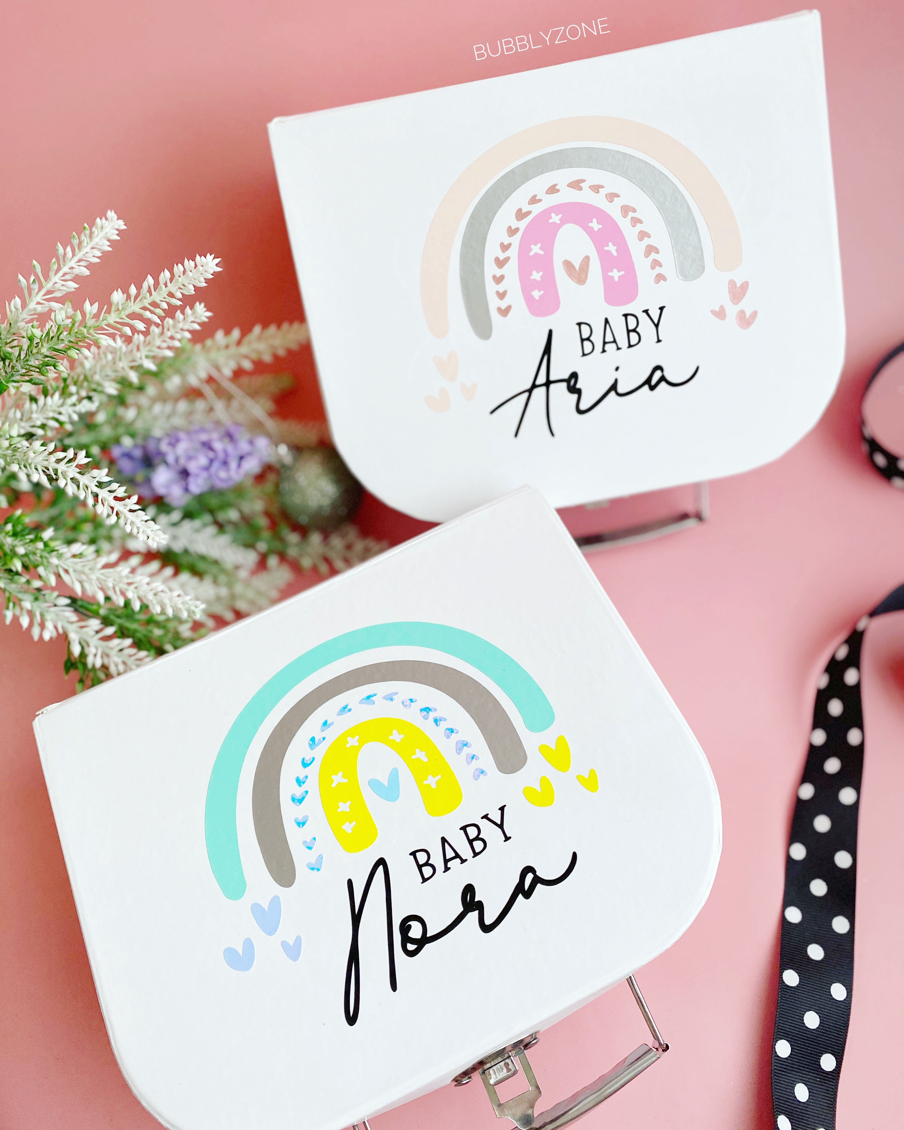 Personalised Baby Rainbox Suitcase Gift Box – Bubbly Zone